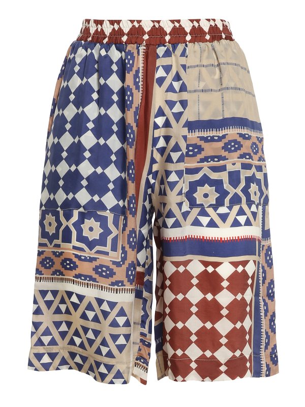 Trousers Shorts Roberto Collina - Patchwork patterned Bermuda shorts ...