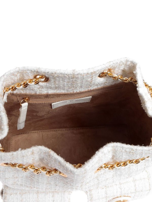 Backpacks Elisabetta Franchi - Tweed backpack in ivory color - BS34A13E2360