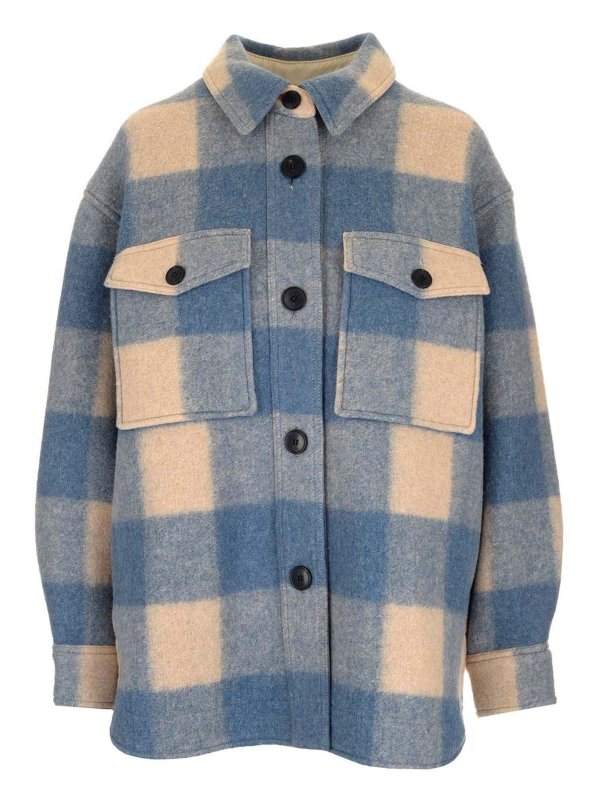 Short coats isabel marant etoile - Harveli coat in light blue and ecru ...