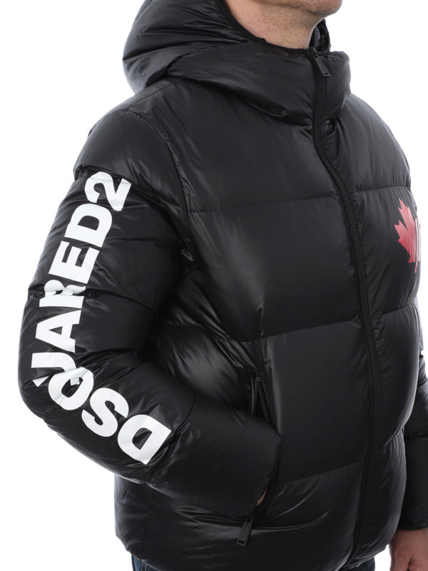 Padded jackets Dsquared2 - Maple leaf and logo print puffer jacket ...