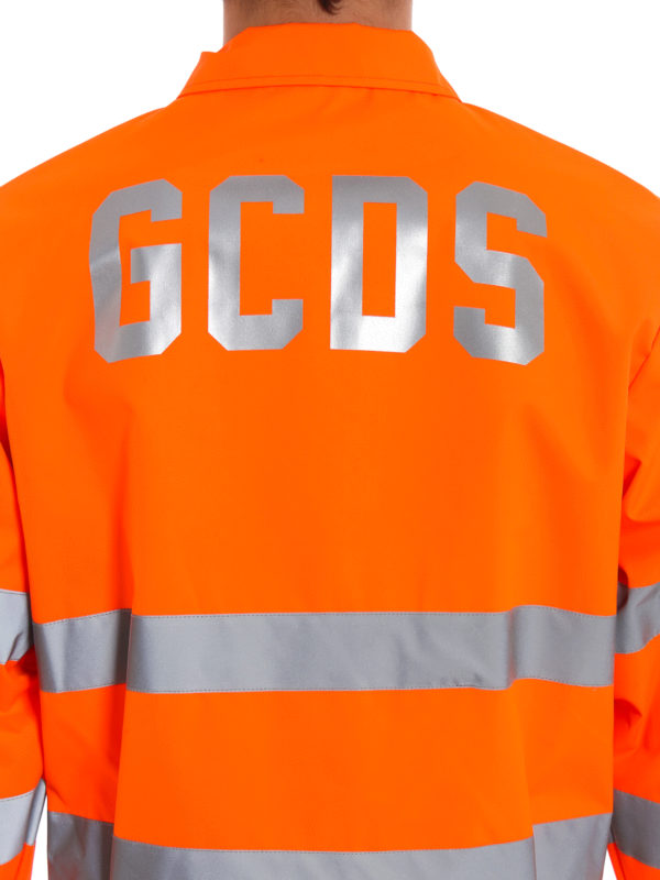 Gcds - Workwear style fluo orange tech fabric jacket - casual jackets ...