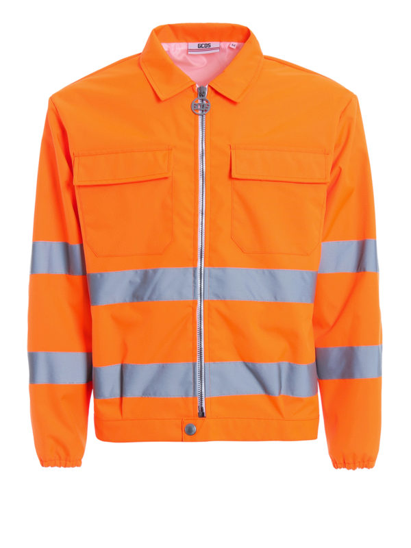 Gcds - Workwear style fluo orange tech fabric jacket - casual jackets ...