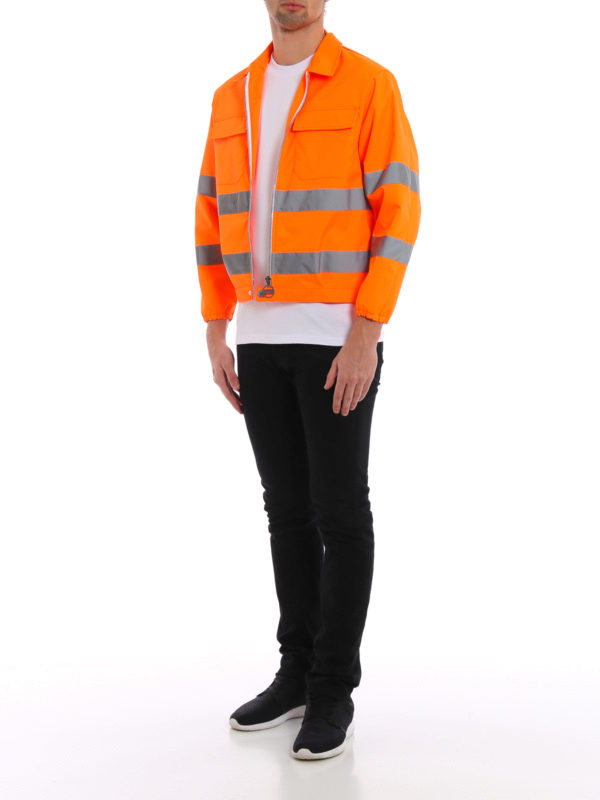 Gcds - Workwear style fluo orange tech fabric jacket - casual jackets ...