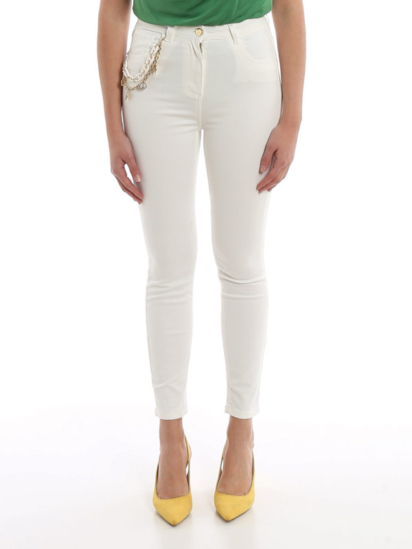 Skinny jeans Elisabetta Franchi - High waist superskinny ivory jeans ...