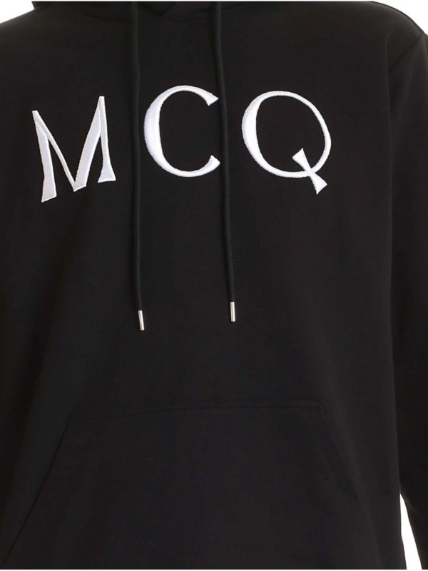 McQ Alexander Mcqueen - White logo hoodie in black - Sweatshirts ...