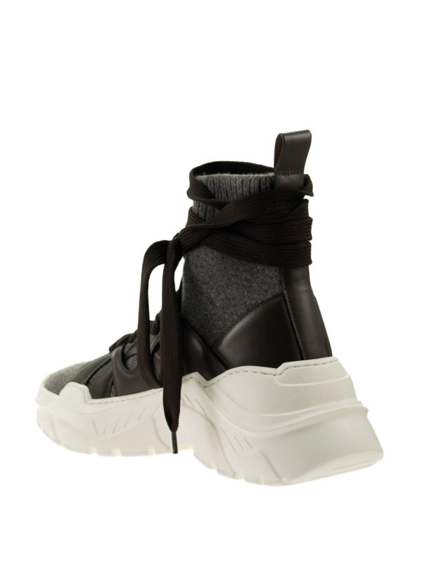 Trainers Agnona - Leather and fabric sock sneakers - LI0011XL8139040