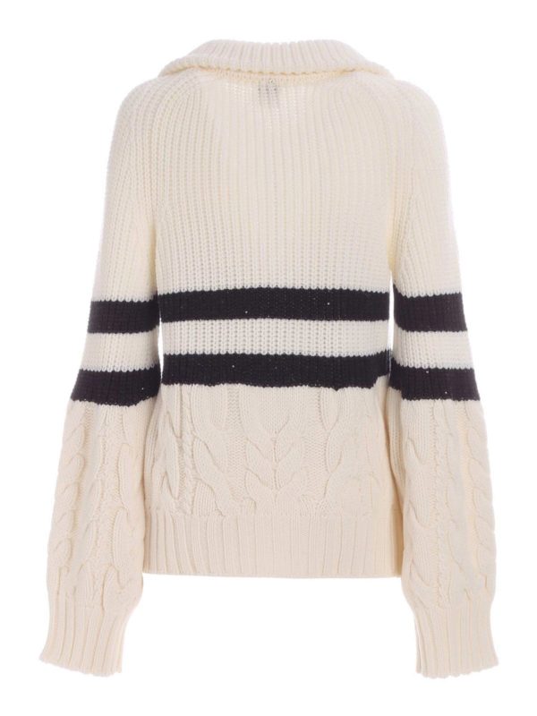 Cardigans Lorena Antoniazzi - White cardigan with black stripes ...