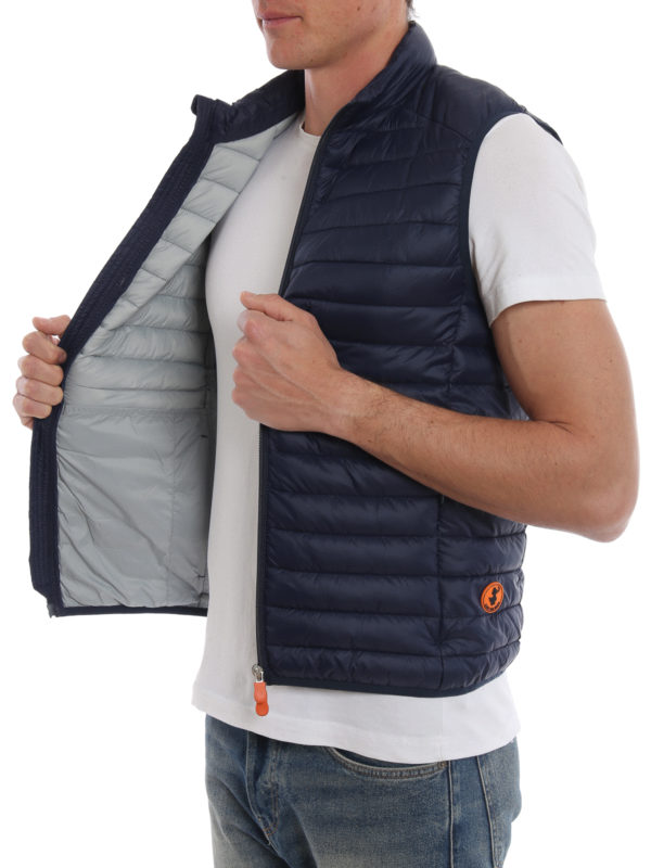 Padded jackets Save the Duck - Dark blue nylon puffer waistcoat ...