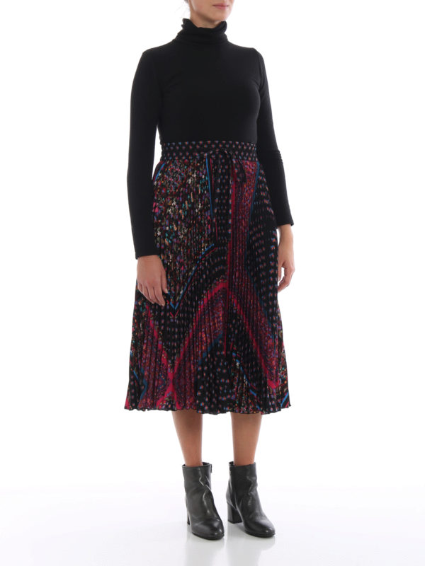 Knee length skirts & Midi Valentino Red - Forget Me Not print satin ...