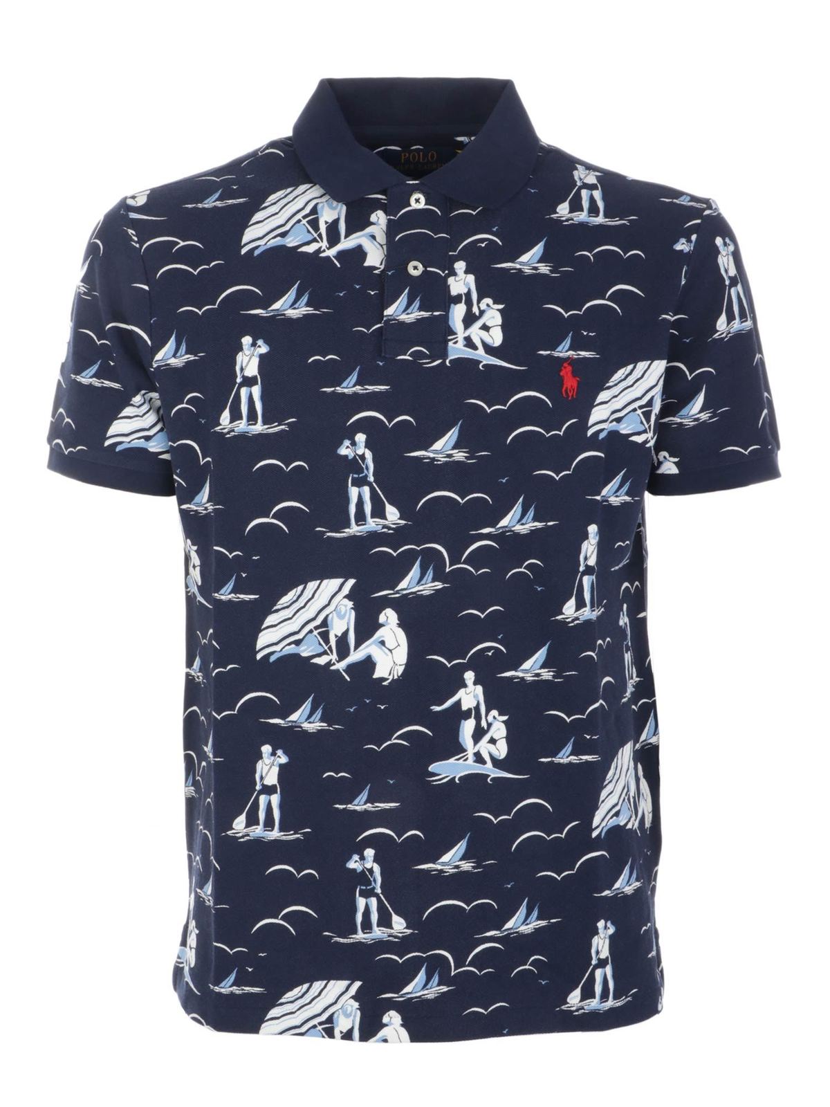 Polo Ralph Lauren Marine Print Polo Shirt In Blue | ModeSens