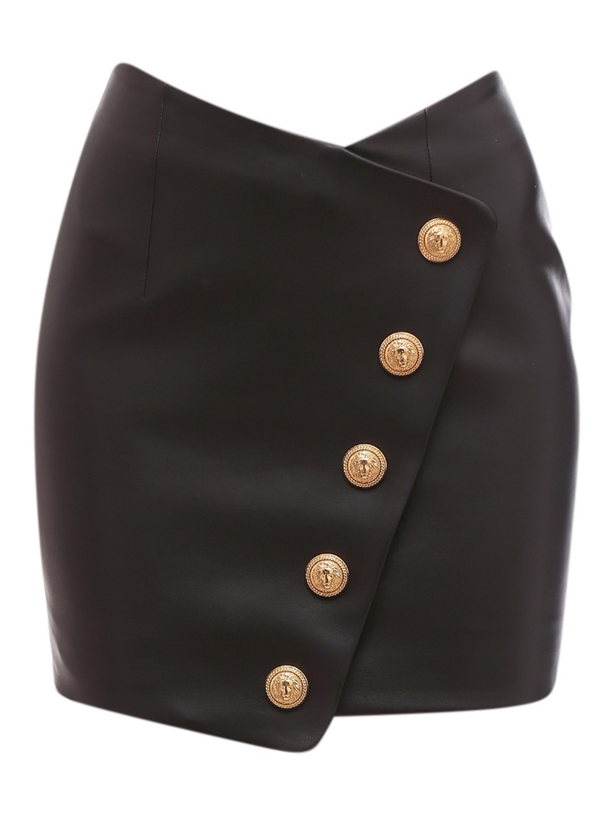 Leather Skirts Balmain Leather Skirt With Iconic Metal Buttons Yf1lb520lb640pa