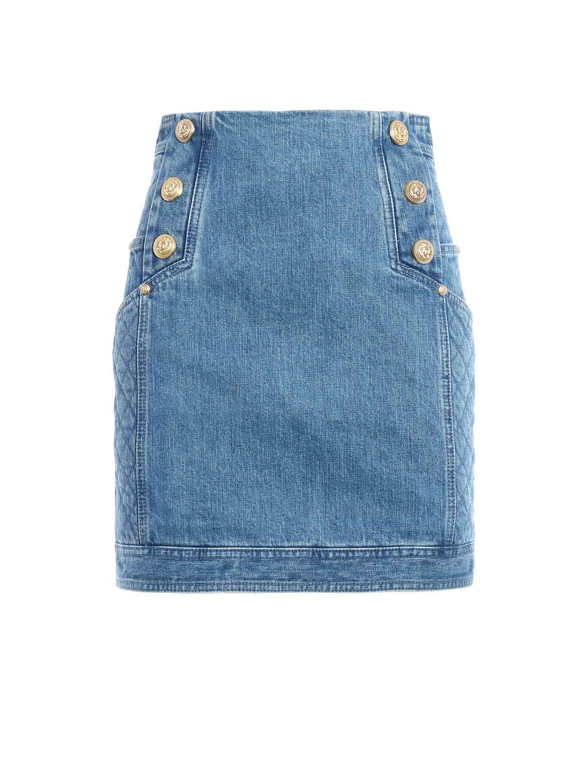 Mini Skirts Balmain Button Detailed Denim Mini Skirt 4265101kc3180