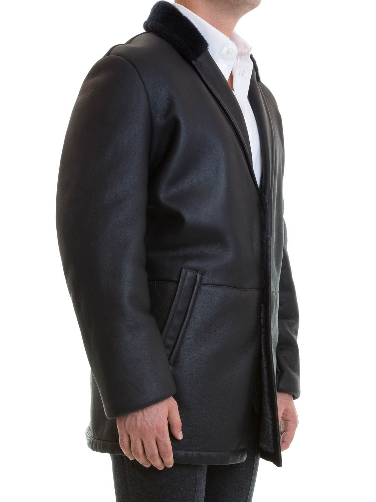 Leather coats Corneliani - Leather fur detailed short coat - 25X31010701