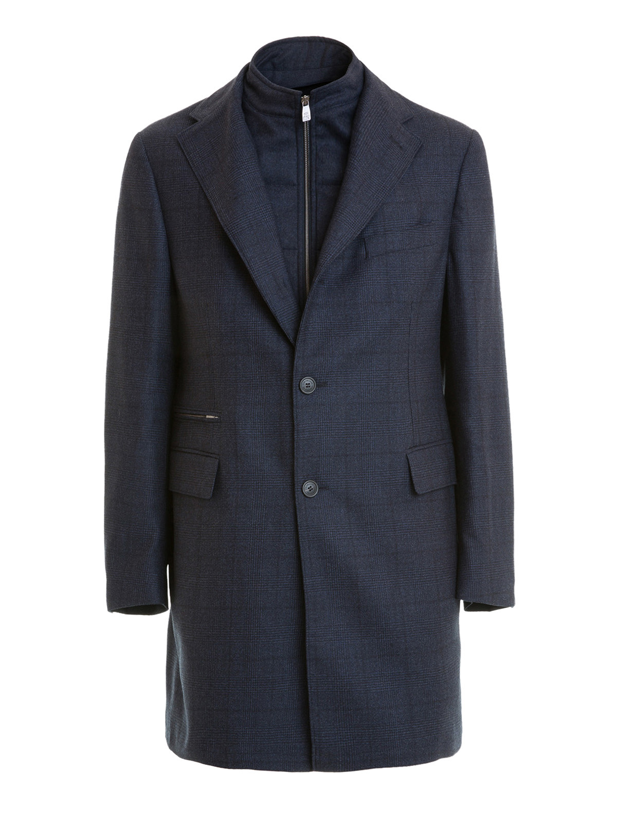 Short coats Corneliani - Nylon padding check wool coat - 0B13404011590