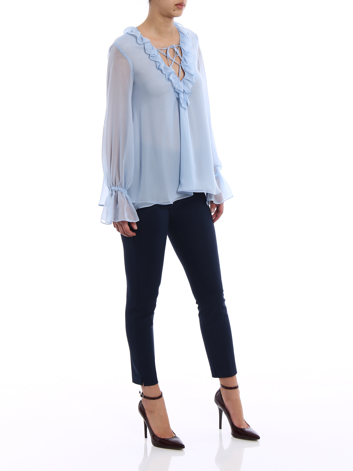 Sheer chiffon oversized blouse