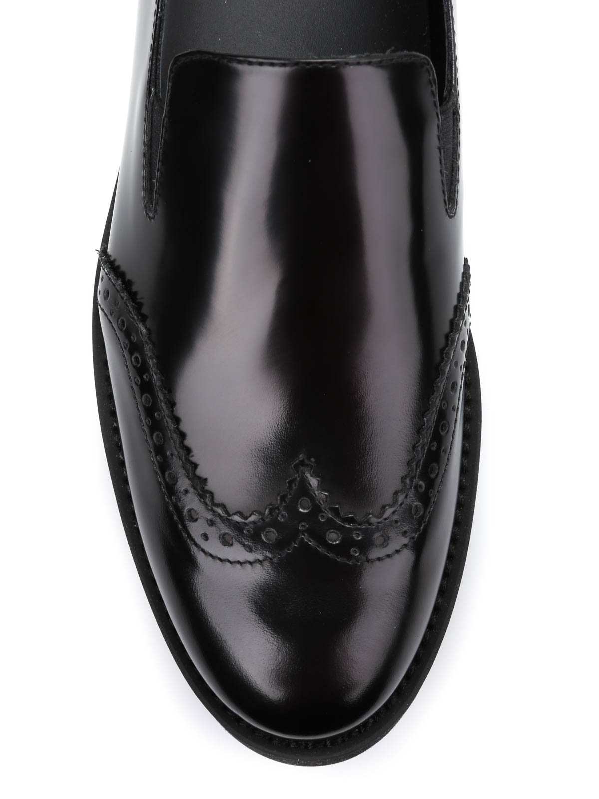 Hogan - Leather slippers with brogue - Loafers & Slippers ...