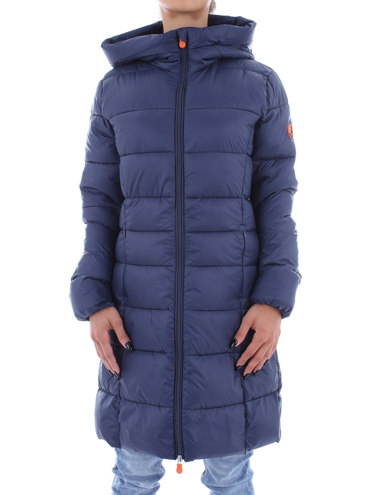 Save the Duck - Quilted padded blue glossy nylon coat - padded coats ... Save the Duck - Quilted padded blue glossy nylon coat - padded coats ...