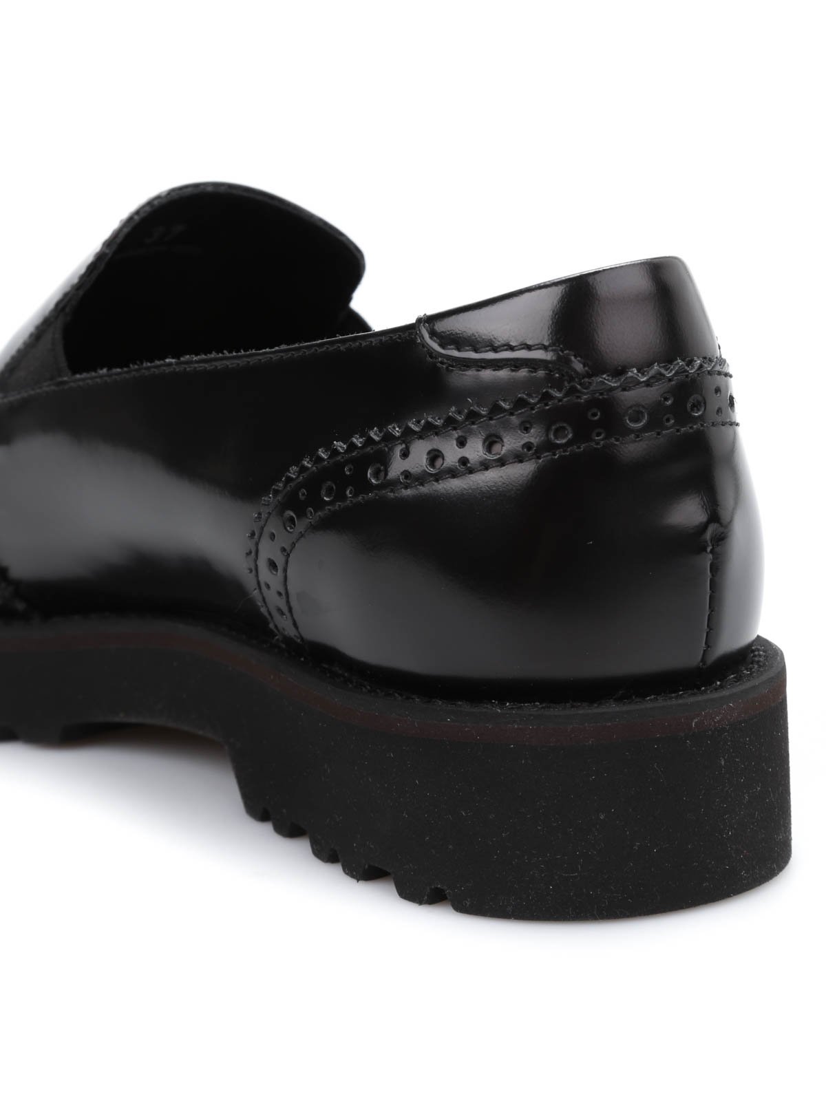 Hogan - Leather slippers with brogue - Loafers & Slippers ...
