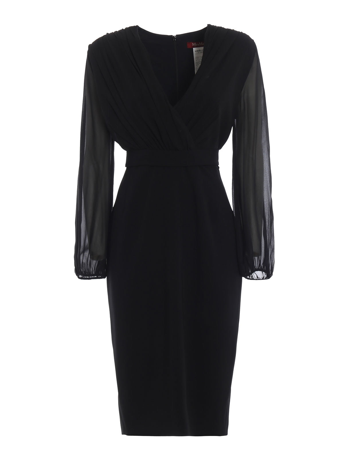 Max Mara - Juanita georgette and cady black dress - cocktail dresses ...