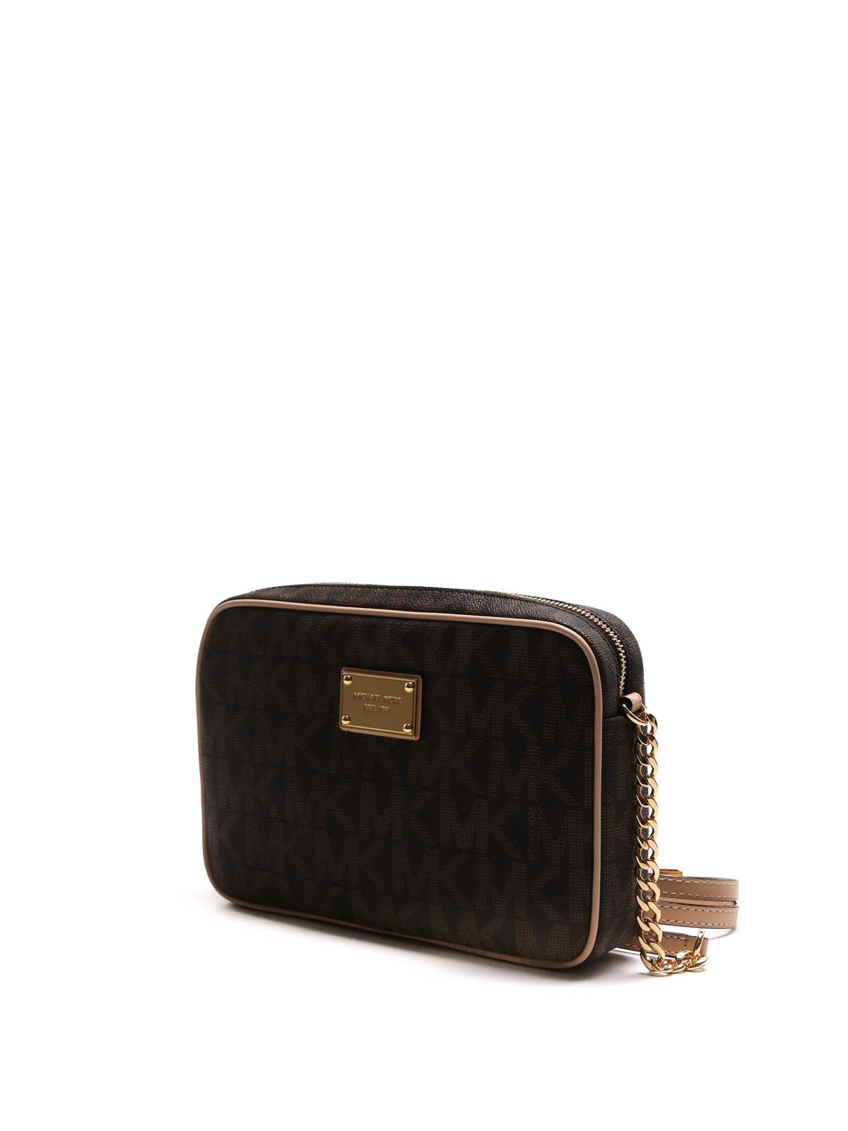 Michael Kors Jet Set Crossbody Brown Logo Monogram Svg | semashow.com