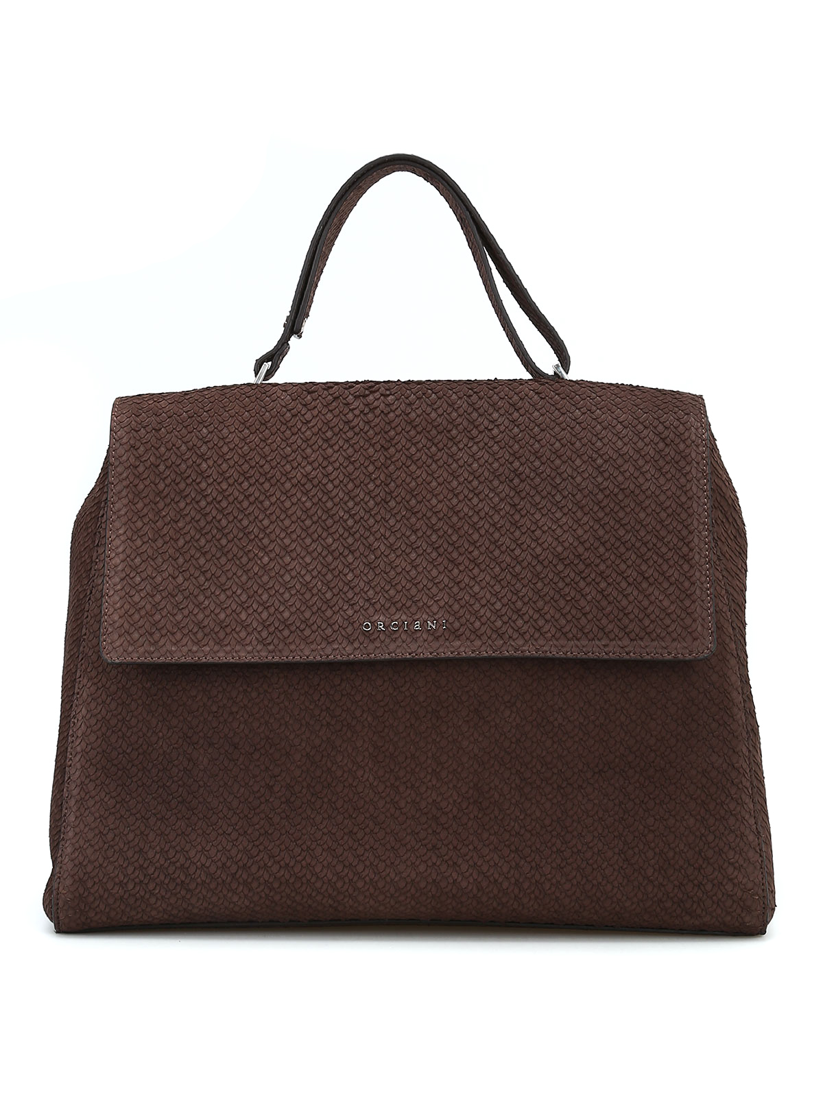 Totes bags Orciani - Sveva Snake Nabuk dark brown large tote ...