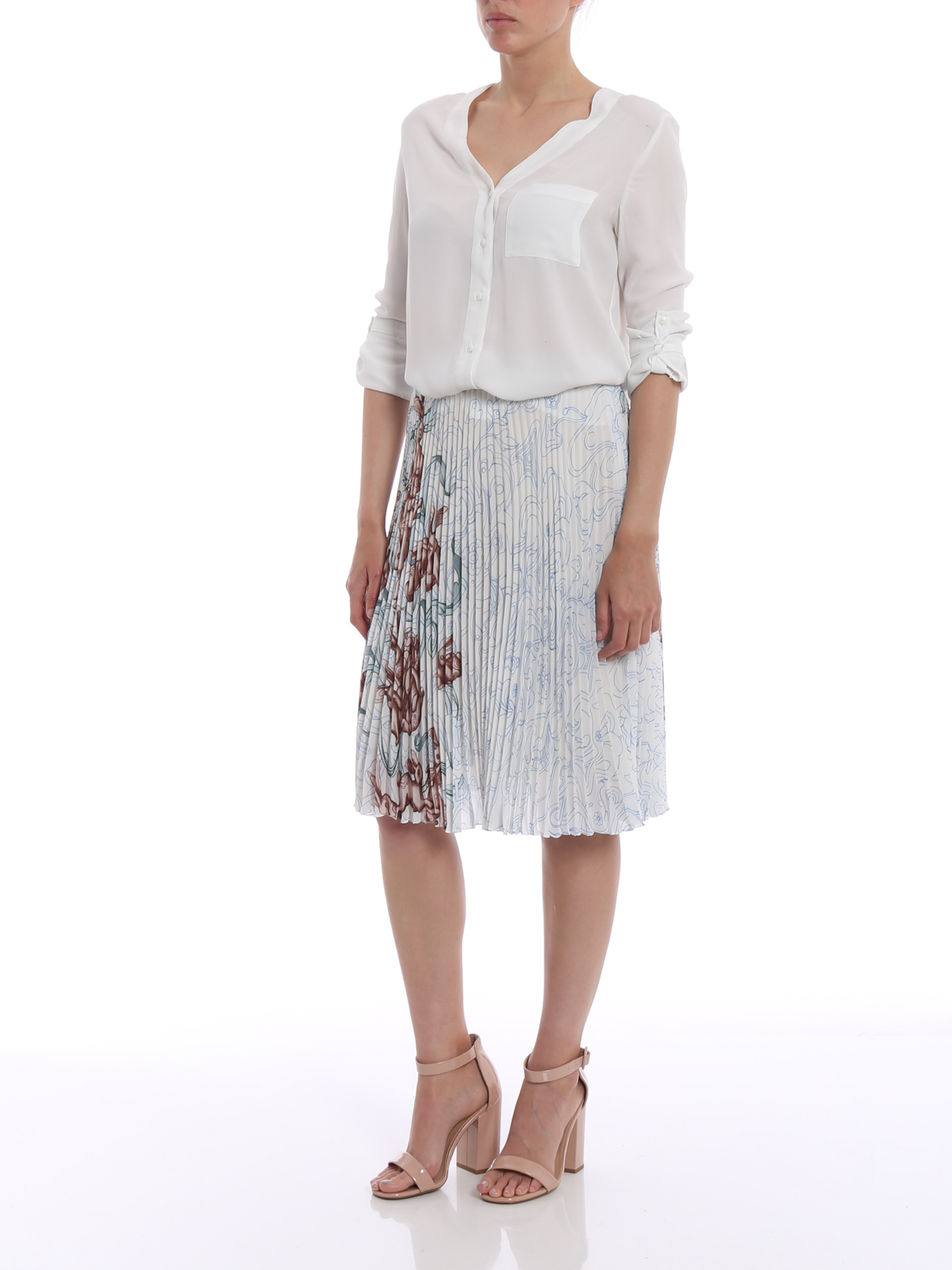 Knee length skirts & Midi Prada - Rabbit Liberty print pleated skirt ...