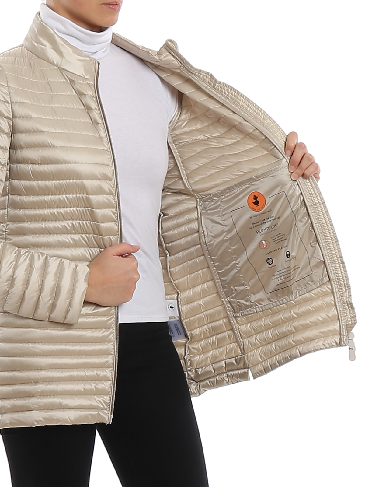 Padded coats Save the Duck - Shiny nylon eco-friendly padded short coat ... Padded coats Save the Duck - Shiny nylon eco-friendly padded short coat ...