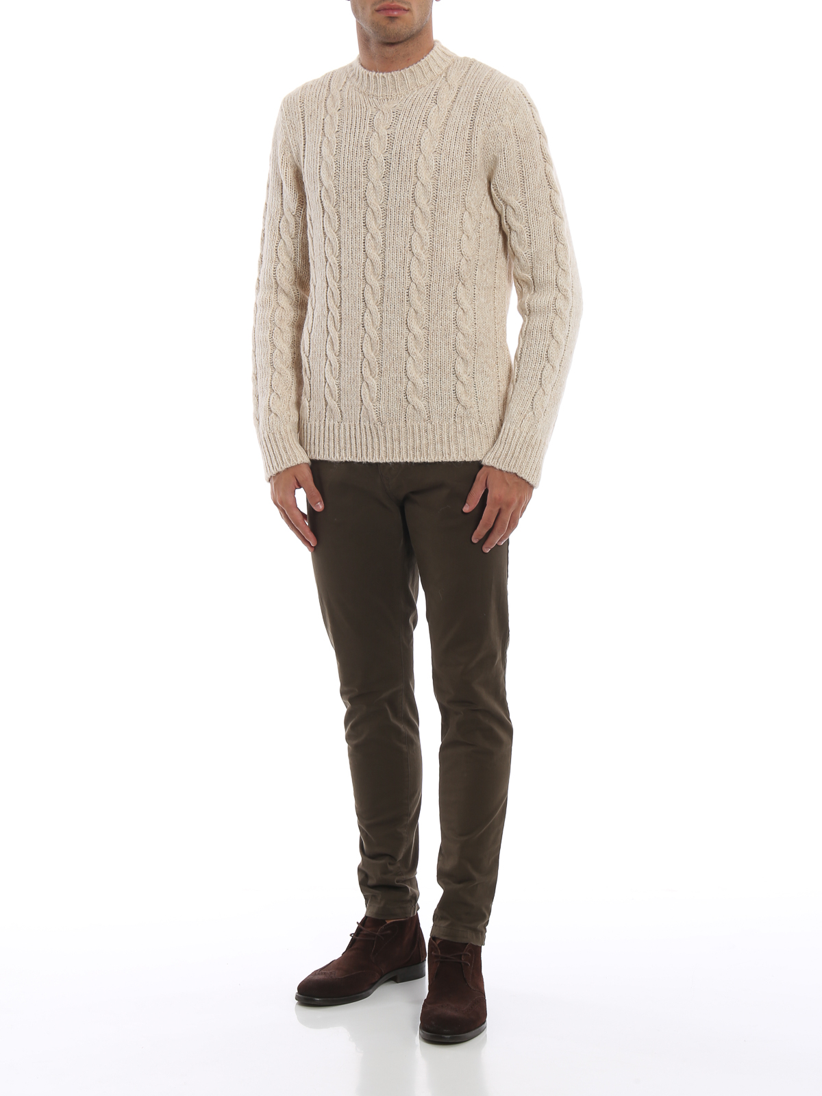 Crew necks Tod'S - Cotton and alpaca blend cable knit sweater ...