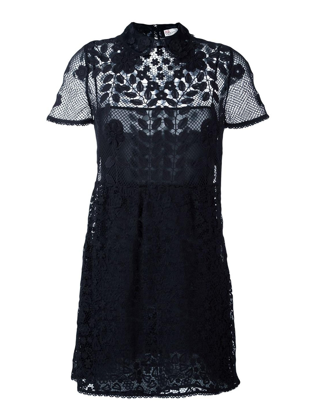 Cocktail Dresses Valentino Red Floral Macramé Romantic Mini Dress